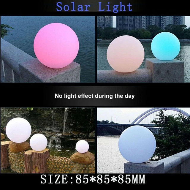 OUTDOOR LED SOLAR Round Ball Light Garden Yard Ground Lawn Lamp Decor ...