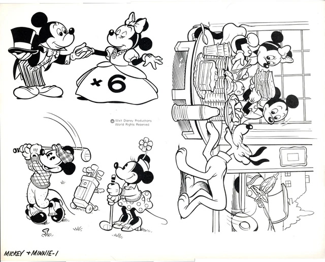 MICKEY MOUSE MINNIE Mouse Disney Licensing Art Sheets 8 pgs 1980s RARE ...