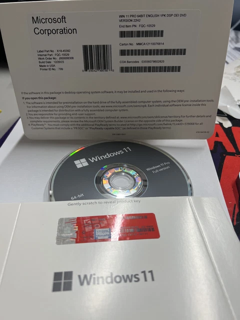 WINDOWS 11 PRO 64bit Full Version DVD+Key Sealed (FQC-10529) £33.99 ...