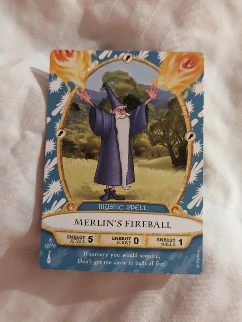 DISNEY SORCERERS OF Magic Kingdom card 12/70 Merlin's Fireball mystic ...
