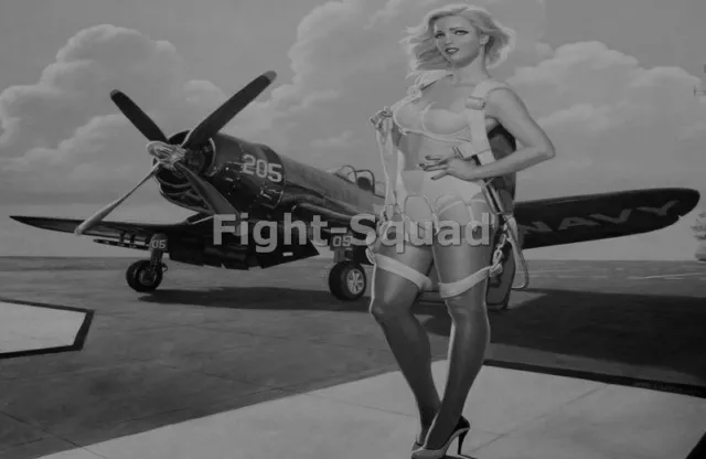 Ww2 Picture Photo Sexy Girl Perfect Blonde Pin Up On Aircraft Carrier
