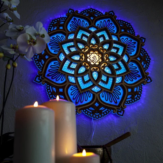 MANDALA WALL HANGING Lamp Art Crafts USB LED Acrylic Flower Lamp Home ...