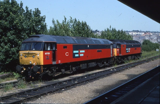 35MM SLIDE BRITISH Railway Br Class 47 - 47721 & 47757 At Plymouth 27 ...