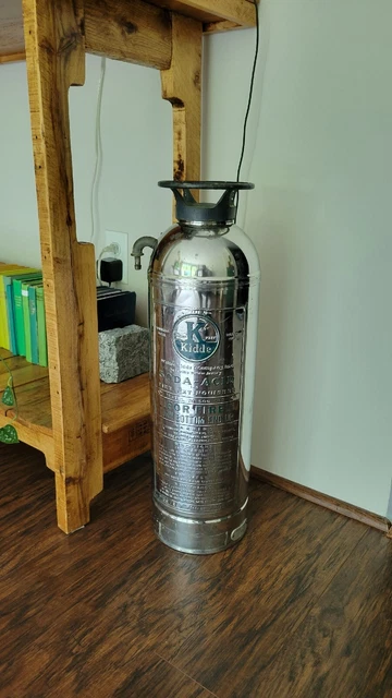 VINTAGE STAINLESS STEEL Fire Extinguisher Soda Acid - Walter Kidde ...