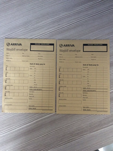 ARRIVA BUS WAYBILL Envelopes £2.00 - PicClick UK