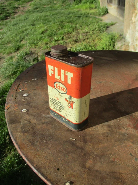 ESSO FLIT : bidon huile ancien oil can tin fly-tox EUR 15,99 - PicClick FR