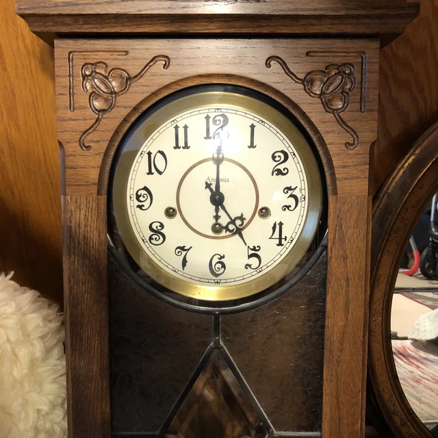 ANSONIA PENDULUM KEY Wind Chime Wall Clock Stained Cut Glass # 767 For ...