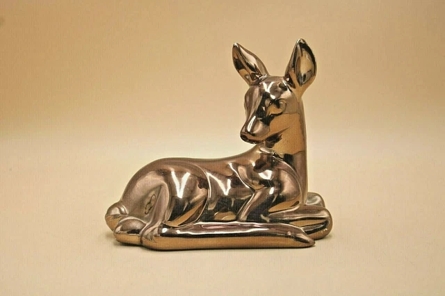 TIZIANO DESIGN KERAMIK Hirsch Figur Deko Bronzefarbe Keramikfigur H 14 ...