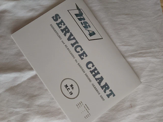 BSA BANTAM D1 D3 D5 D7 Service Chart Mc19 Engine Gearbox Rebuild ...