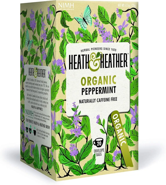 HEATH & HEATHER Organic Peppermint Teabags (6 Packs of 20, Total 120 ...