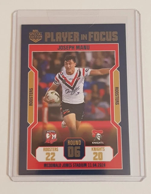 2024 JOSEPH MANU #12/85 NRL Player in Focus Sydney Roosters Round 6 ...