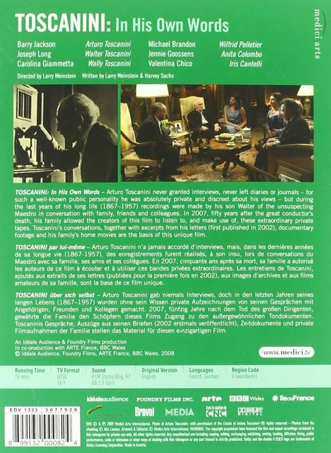 TOSCANINI IN HIS Own Words (DVD) Larry Weinstein £12.98 - PicClick UK