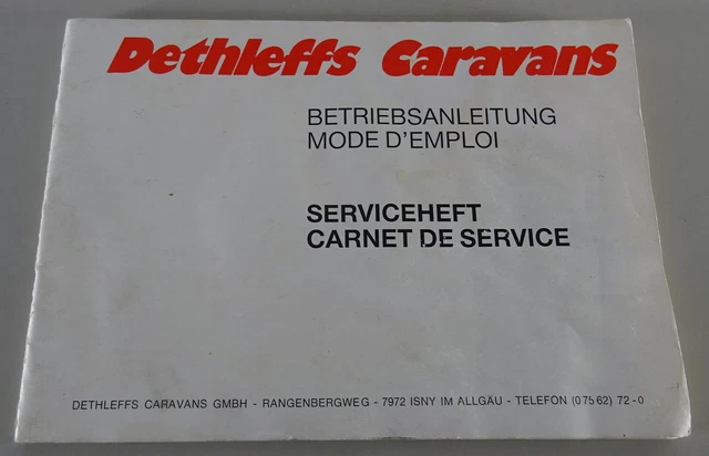 ISTRUZIONI D'USO + Libretto Dethleffs Ruolotte/Roulotte Stand 09/1985 ...