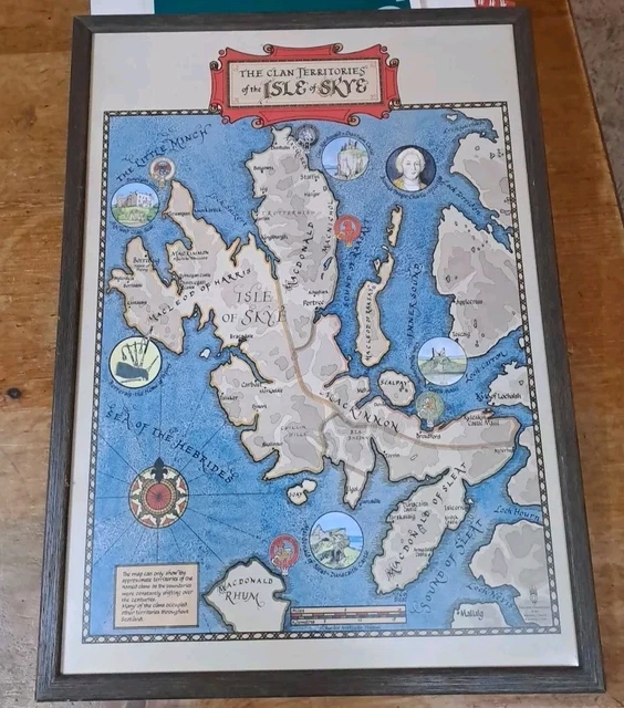 ANTIQUE STYLE Map Of The Isle Of Skye Clan Territories Reproduction Map ...