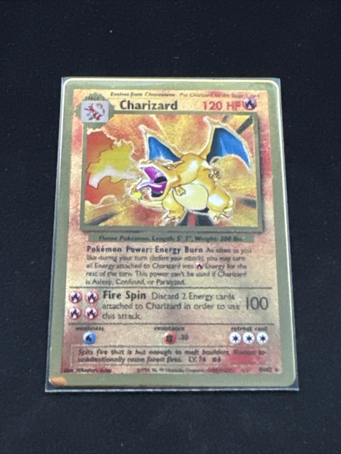 CHARIZARD METAL GOLD Card UPC Pokemon 25th Anniversary Celebrations 4/ ...