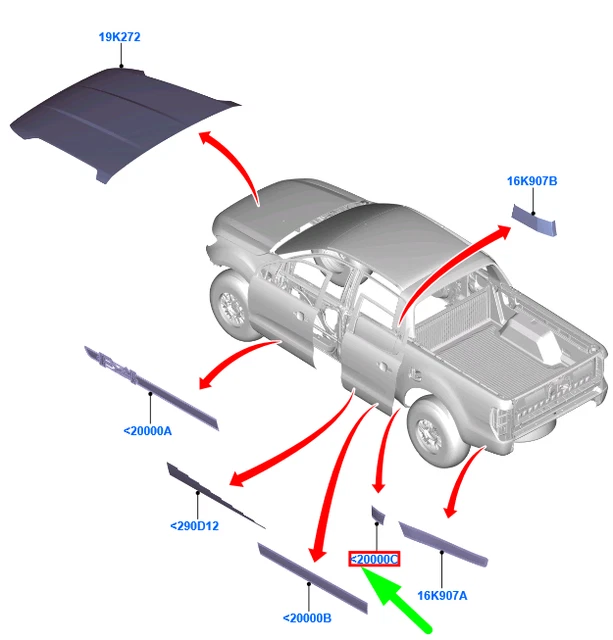 FORD RANGER T6 MK1 Rear Side Right Decal Strip 2058581 NEW GENUINE £42. ...