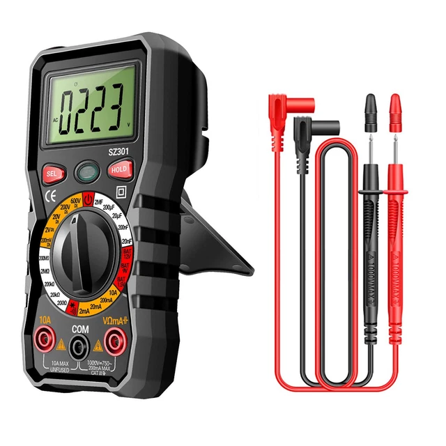 VERSATILE DIGITAL MULTIMETER w Test Leads Measures Volt Amp Ohm ...