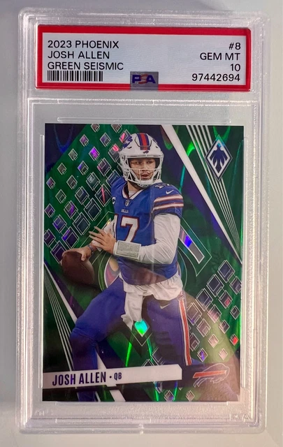 JOSH ALLEN 2023 Panini Phoenix Football Green Seismic #8 Bills /25 PSA ...