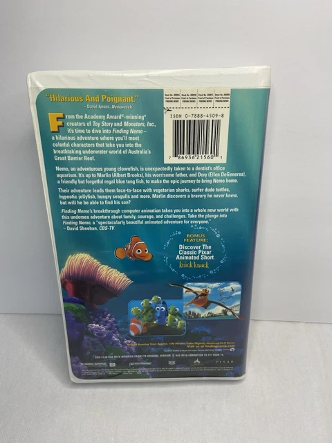 FINDING NEMO - (VHS) Walt Disney Presents A Pixar Animation Studio Film ...