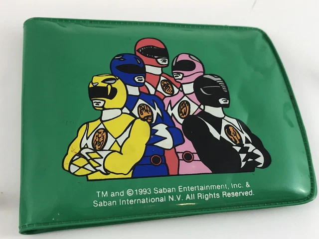 MIGHTY MORPHIN POWER Rangers Wallet Green 1993 Sabani 2 figures clip ...