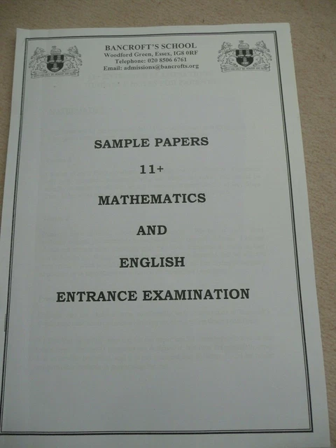 11+ MATHS & English Practice Sample Examination Paper Private School ...