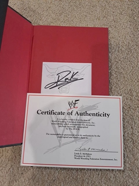 SIGNED THE ROCK Says Hardcover Book 1st Edition with C.O.A Attitude Era ...
