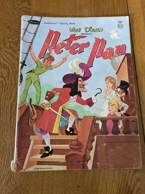 VINTAGE 1952 WHITMAN Walt Disney Peter Pan Coloring Book Adventure Book ...