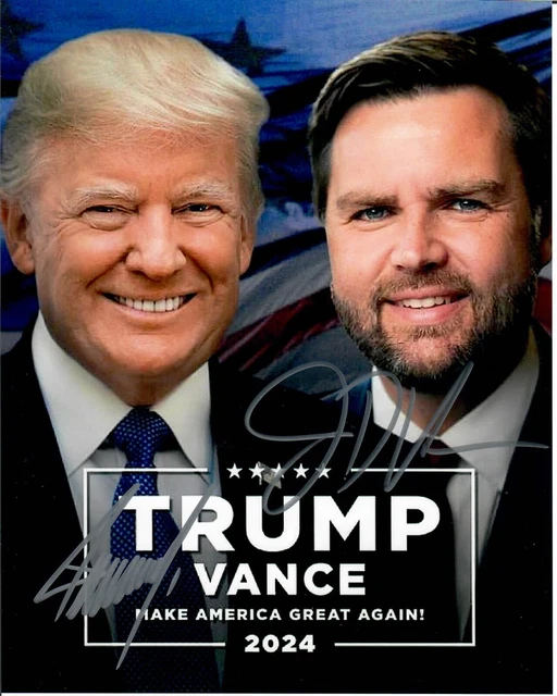 DONALD TRUMP USA President Vice President JD Vance Signed 8 x 10 Photo ...