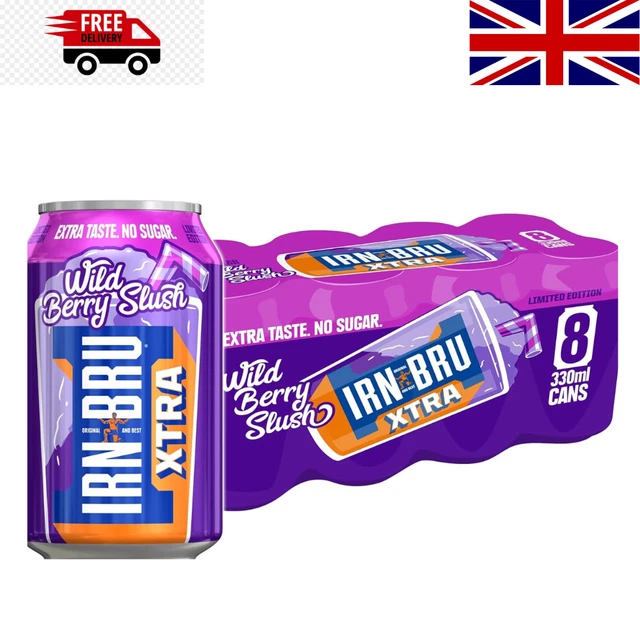 IRN-BRU XTRA 8 Pack Limited Edition Wild Berry Slush Summer Flavour, Zero No Sug £7.40 - PicClick UK