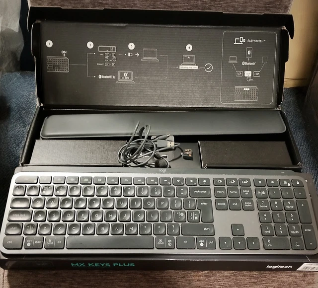 LOGITECH MX KEYS Plus Wireless Illuminated Keyboard with Palm Rest £42. ...