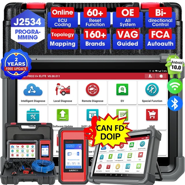 LAUNCH X431 PRO3S+ ELITE PRO5 Car Diagnostic Scan Tool J2534 ...