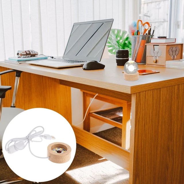 3PCS WOOD DISPLAY Pedestal LED Light Base Table Crystal Ball Lamp ...