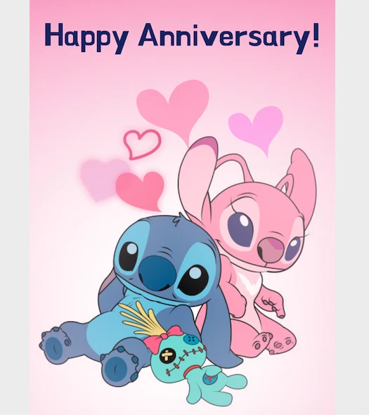 STITCH AND ANGEL Anniversary card, Disney Anniversary Card. £4.75 ...