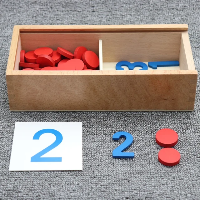KIDS WOODEN MONTESSORI Cognitive Cards Number Counting Math Game ...