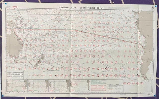 AMIRAUTÉ 5128 (3) Routeing Chart-South Pacific Océan Carte Vintage ...