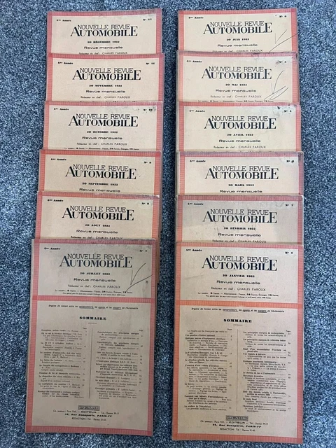 NOUVELLE REVUE AUTOMOBILE Collection Vintage French Car Magazines 12 ...