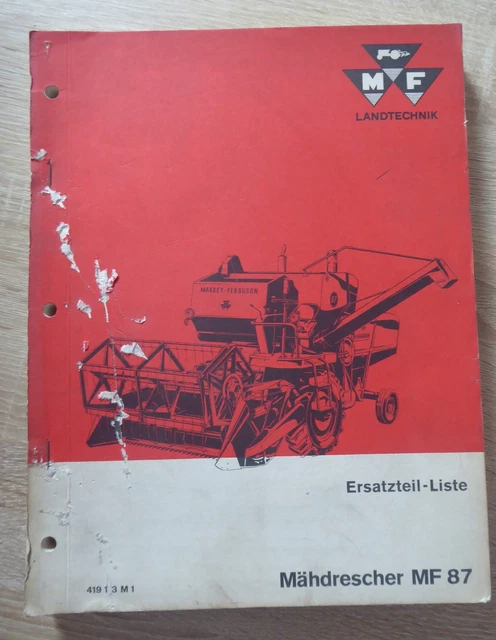 MASSEY FERGUSON MÄHDRESCHER MF 87 Ersatzteilliste EUR 79,90 - PicClick DE