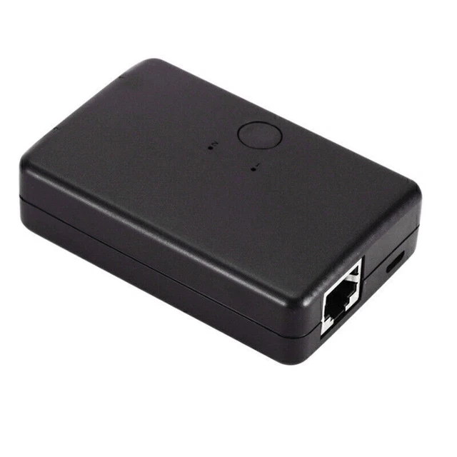 PORTABLE TWO-PORT NETWORK Interface Switch Box Ethernet Internet ...