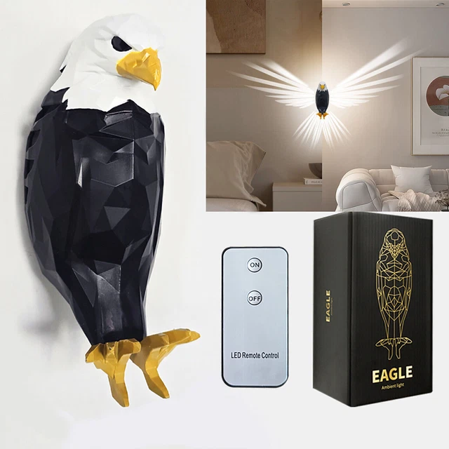 3D ANIMALS LED Wall Light Bald Eagle Wall Night Light for Home Bedroom ...