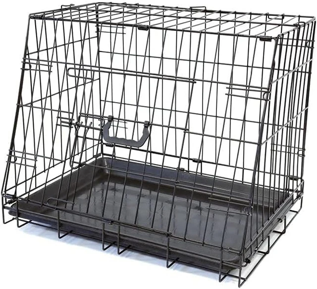 24& SMALL COLLAPSIBLE Slanted Puppy Dog Crate/Cage for Dog Transport ...