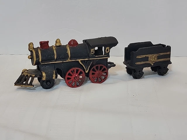 VINTAGE ANTIQUE CAST Iron Locomotive Floor Train Toy With 1 Car Black ...