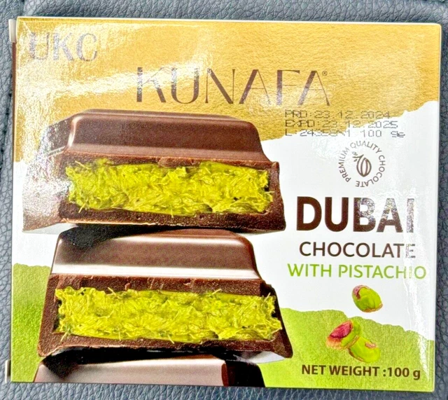DUBAI CHOCOLATE PISTACHIO Kunafa Bar Viral (Inspired ) 100 grams free ...