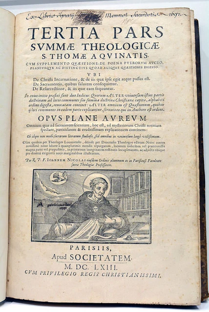 LIVRE ANCIEN AQUINA TERTIA PARS SUMMAE THEOLOGICAE PARIS 1663 EUR 260 ...