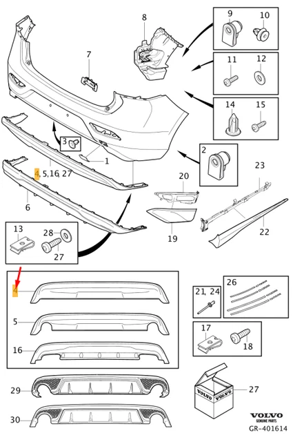 VOLVO V40 REAR Bumper Spoiler 31283760 NEW GENUINE £203.00 - PicClick UK