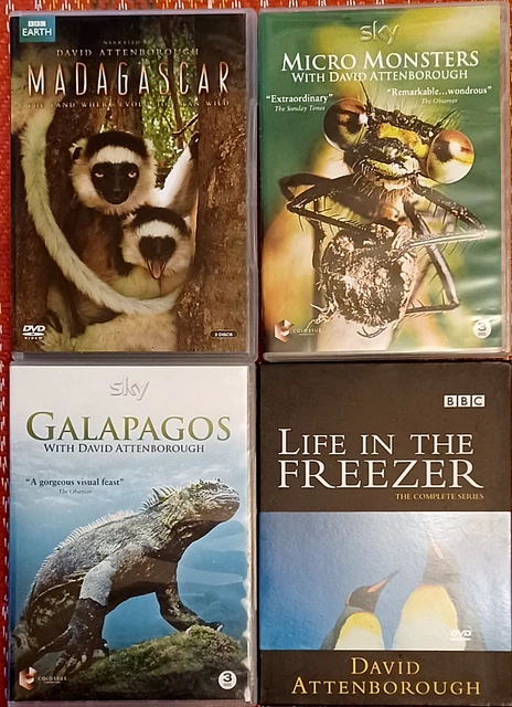4 DVD SET'S David Attenborough. GALAPAGOS,MICRO MONSTERS,MADAGASCAR ...