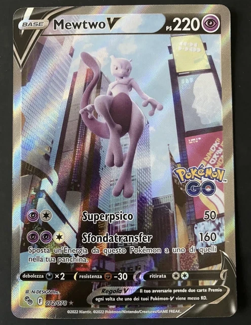 POKEMON MEWTWO V Alternative 072/078 Pokemon Go Ita MINT NO CHARIZARD ...