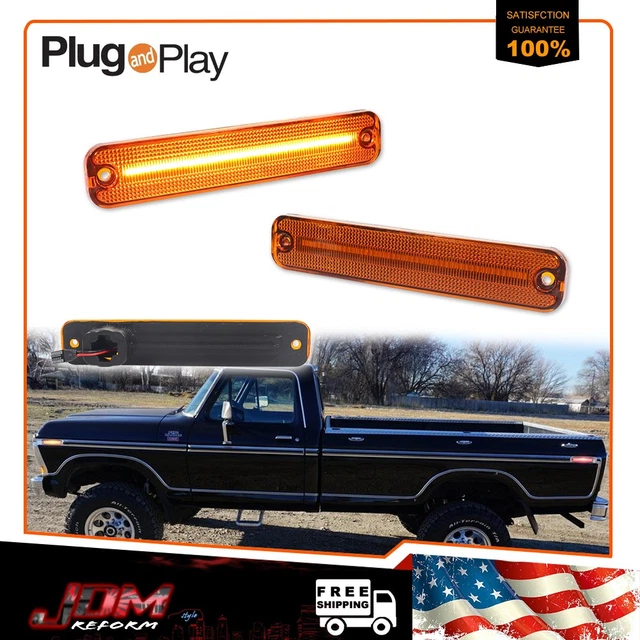 FOR 1973-1979 FORD F100 F150 F250 F350 Amber Full LED Front Side Marker ...