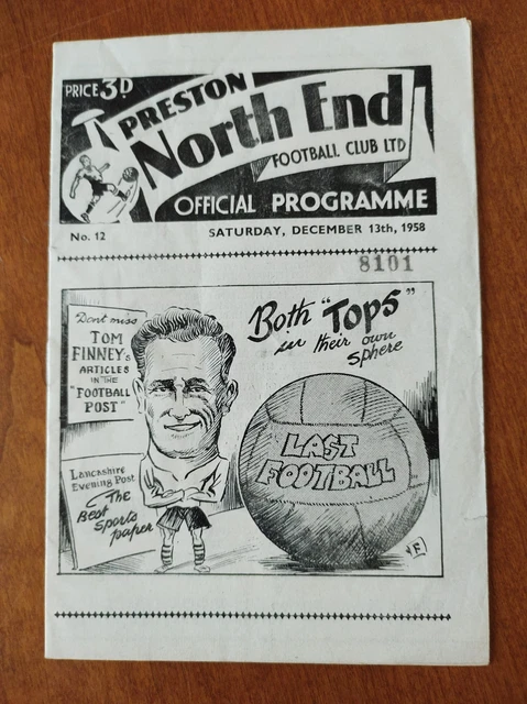 PRESTON NORTH END v Manchester United Man Utd 13th Dec 1958 £6.50 ...