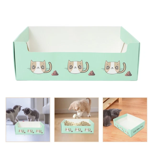 FOLDABLE CAT LITTER Box Tray Disposable Boxes for Cats Toilet Training ...