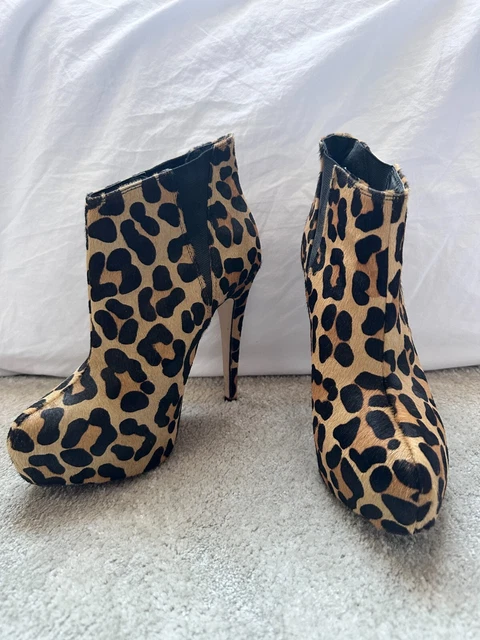 LEOPARD PRINT PONY hair Stiletto Platform Boots - Carvela by Kurt ...